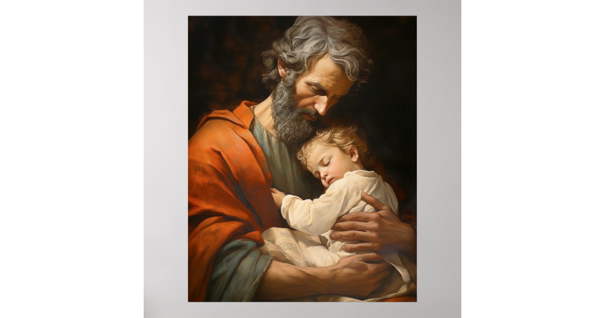 St. Joseph and the Child Jesus Religious Poster | Zazzle