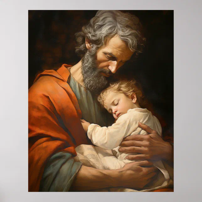 St. Joseph and the Child Jesus Religious Poster | Zazzle