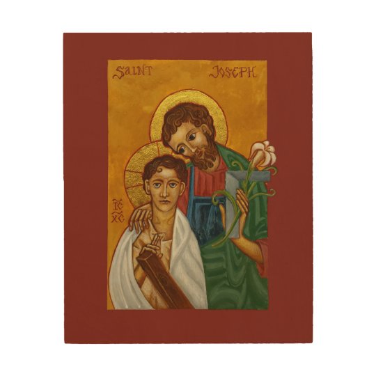 St. Joseph as Worker & Father Wood Print Icon | Zazzle.com
