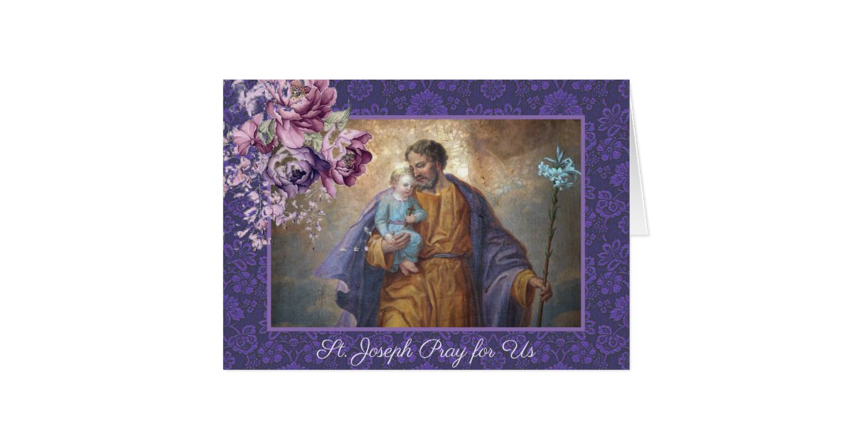 St. Joseph Baby Jesus Lavender Floral | Zazzle