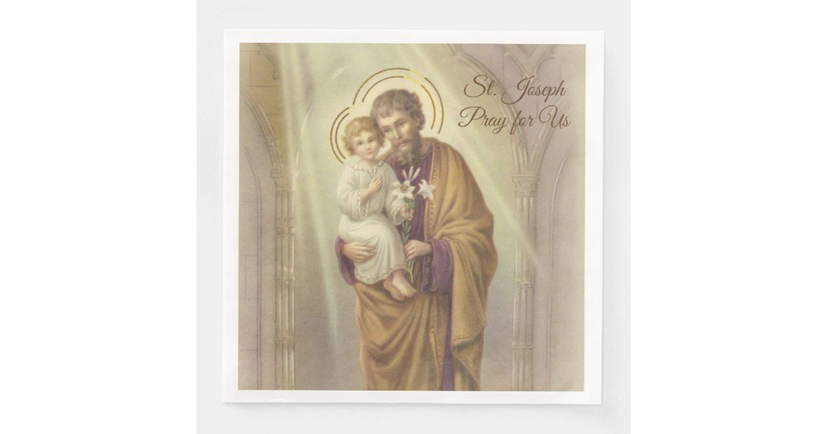 St. Joseph Day Child Jesus Lilies Feast Day Paper Dinner Napkins | Zazzle