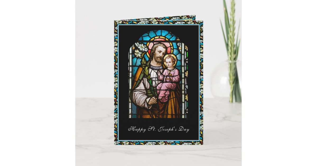 St. Joseph Feast Stained Glass Prayer Card | Zazzle