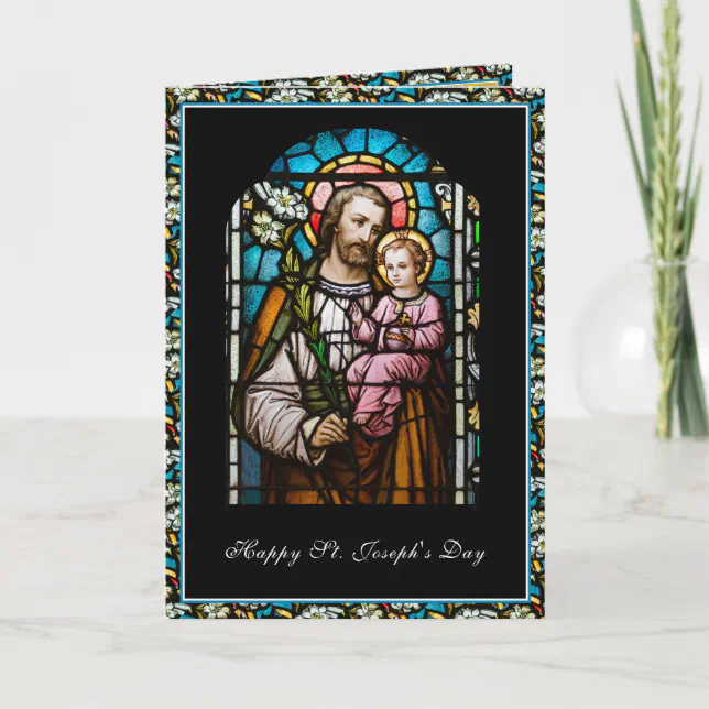 St. Joseph Feast Stained Glass Prayer Card | Zazzle