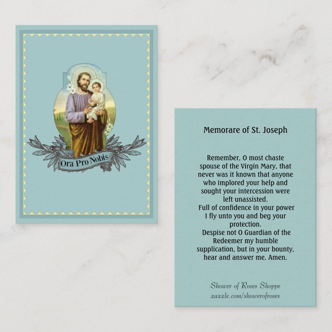 St. Joseph Memorare Prayer Holy Card | Zazzle