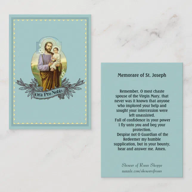 St. Joseph Memorare Prayer Holy Card | Zazzle