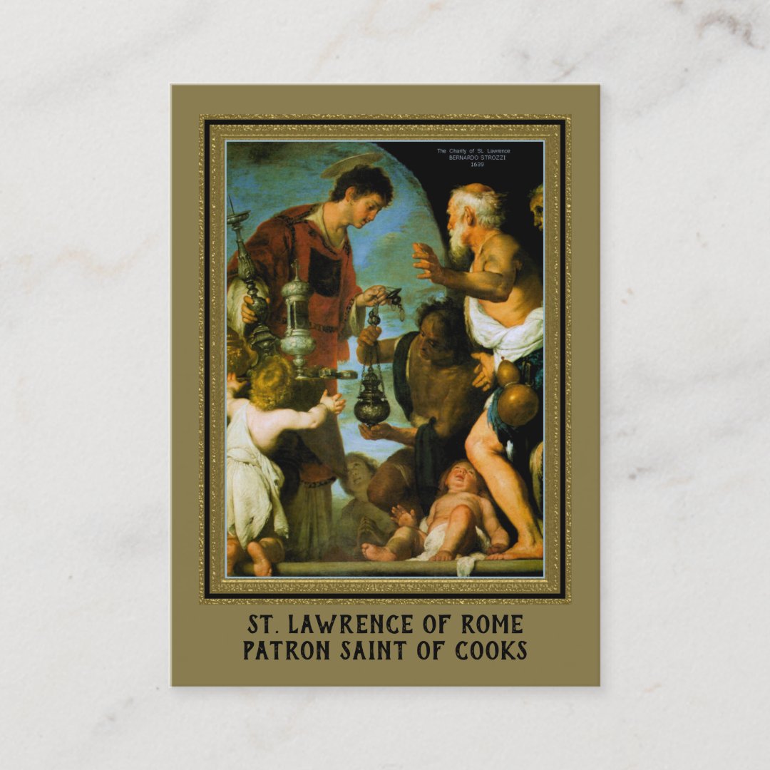 St. Lawrence of Rome, Patron Saint of Cooks Prayer Business Card | Zazzle