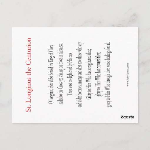 St. Longinus the Centurion Prayer Card | Zazzle
