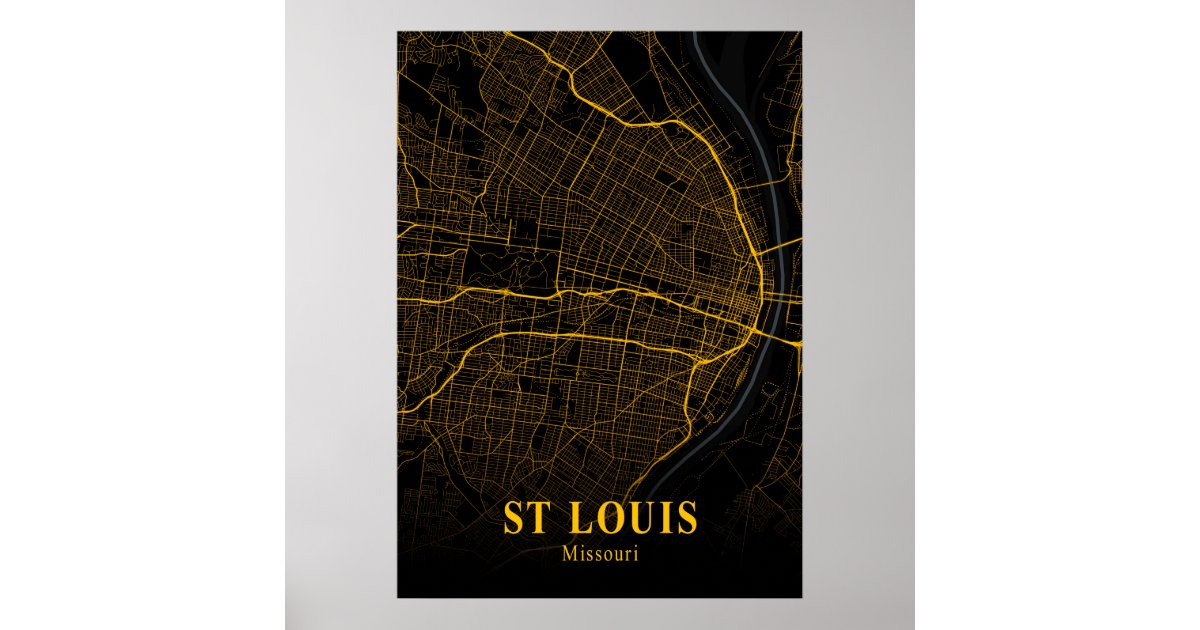 St Louis - Missouri Gold City Map Poster | Zazzle