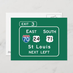 St. Louis, MO Road Sign Postcard | Zazzle