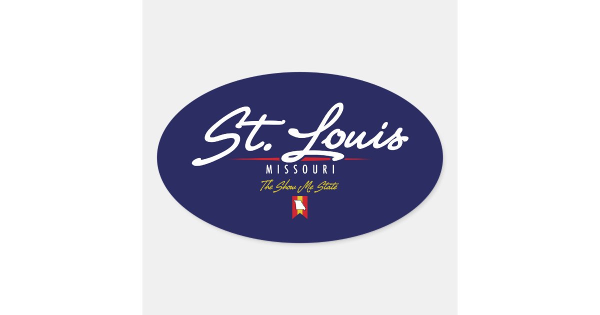 St. Louis Script Oval Sticker | Zazzle.com