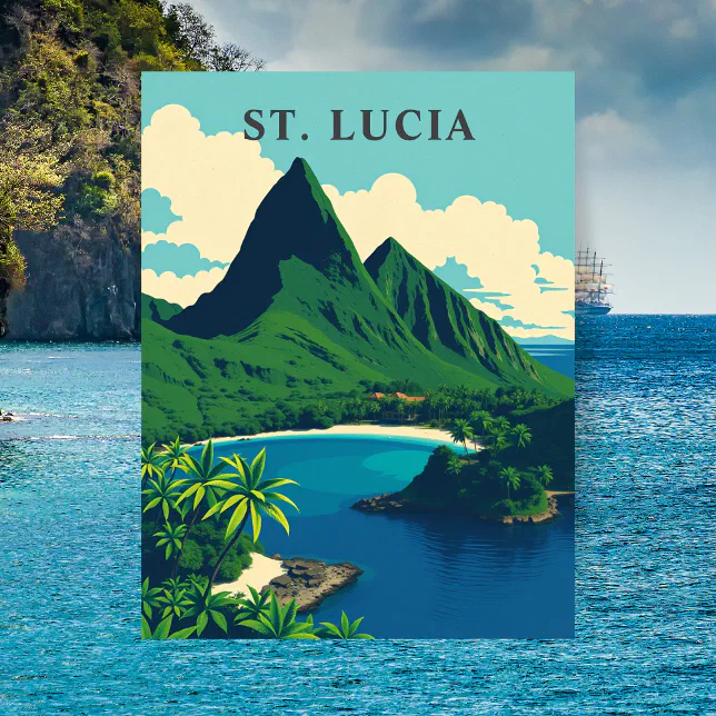 St. Lucia Caribbean Retro Travel Art Postcard | Zazzle
