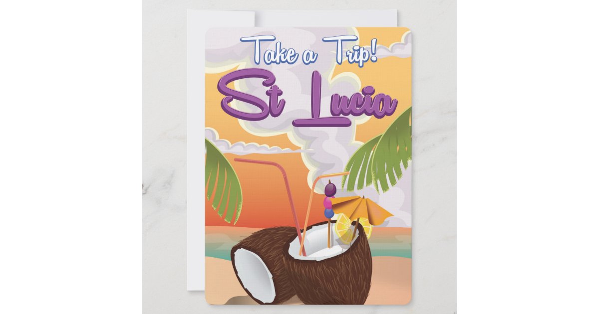 St Lucia Cartoon travel poster. Invitation | Zazzle