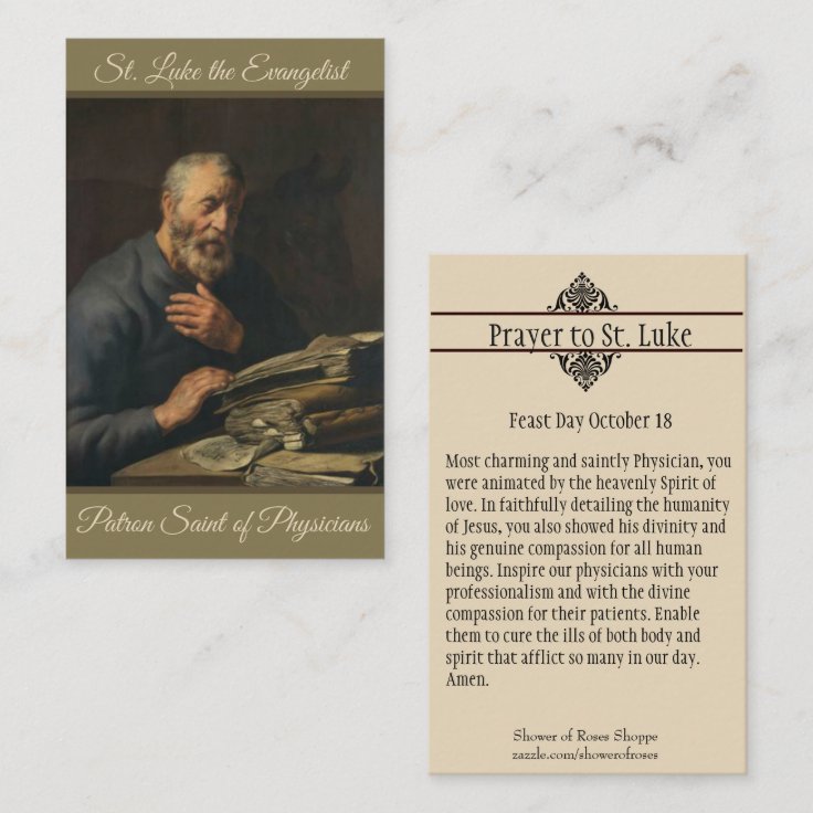 St. Luke Evangelist Patron of Physicians Holy Card | Zazzle
