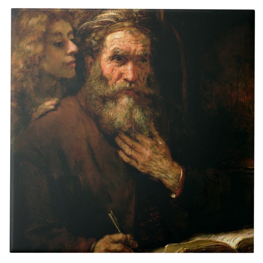 St. Matthew and The Angel, 1655-60 (oil on canvas) Tile | Zazzle