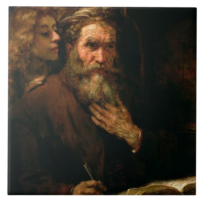 St. Matthew and The Angel, 1655-60 (oil on canvas) Tile | Zazzle.com