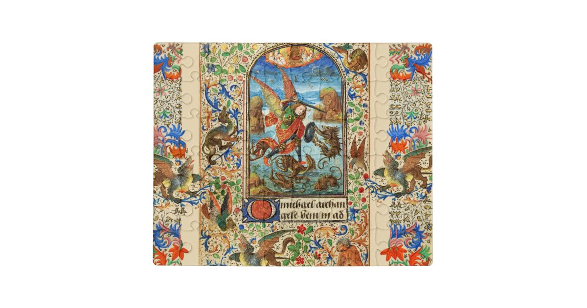 ST. MICHAEL ARCHANGEL AND DRAGON Flemish Miniature Jigsaw Puzzle | Zazzle