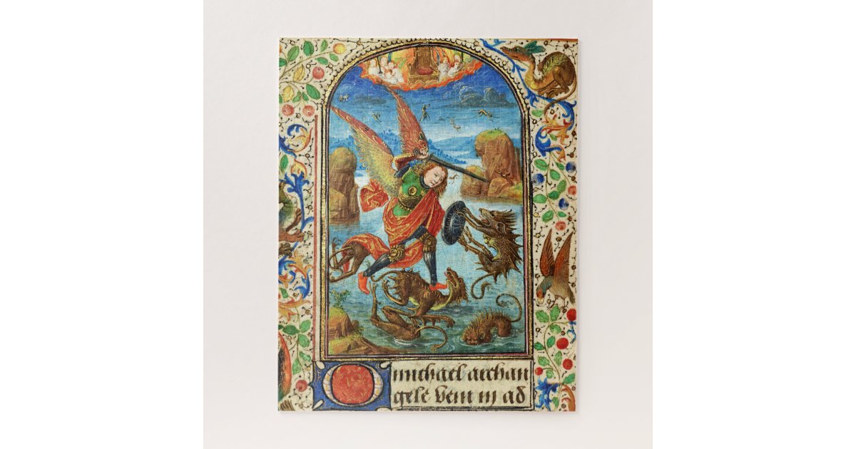 ST. MICHAEL ARCHANGEL AND DRAGON Flemish Miniature Jigsaw Puzzle | Zazzle