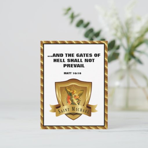 St. MICHAEL ARCHANGEL SCRIPTURE BIBLE VERSE Postca Postcard | Zazzle