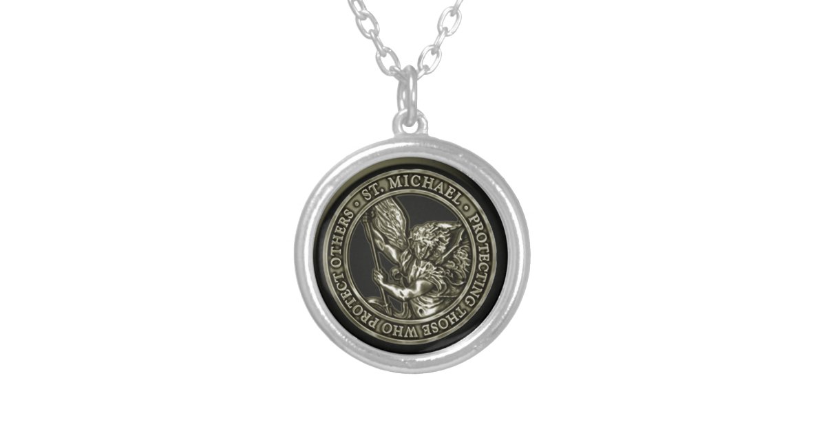 St Michael Emblem Silver Plated Necklace | Zazzle