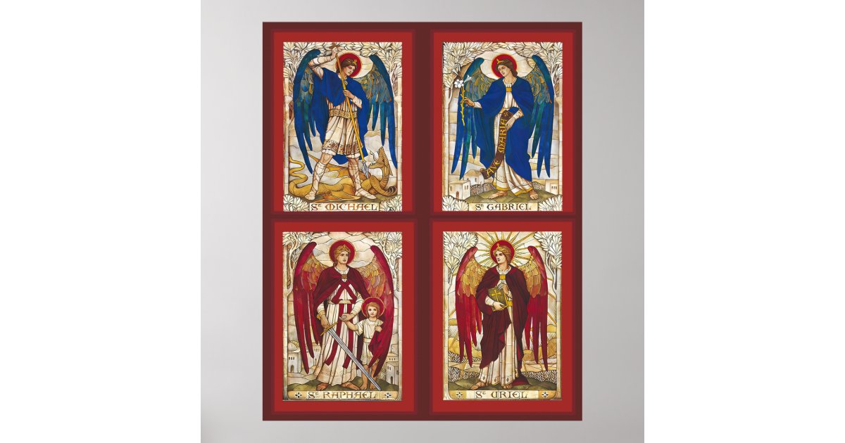St MIchael, Gabriel, Raphael and Uriel Archangel Poster | Zazzle