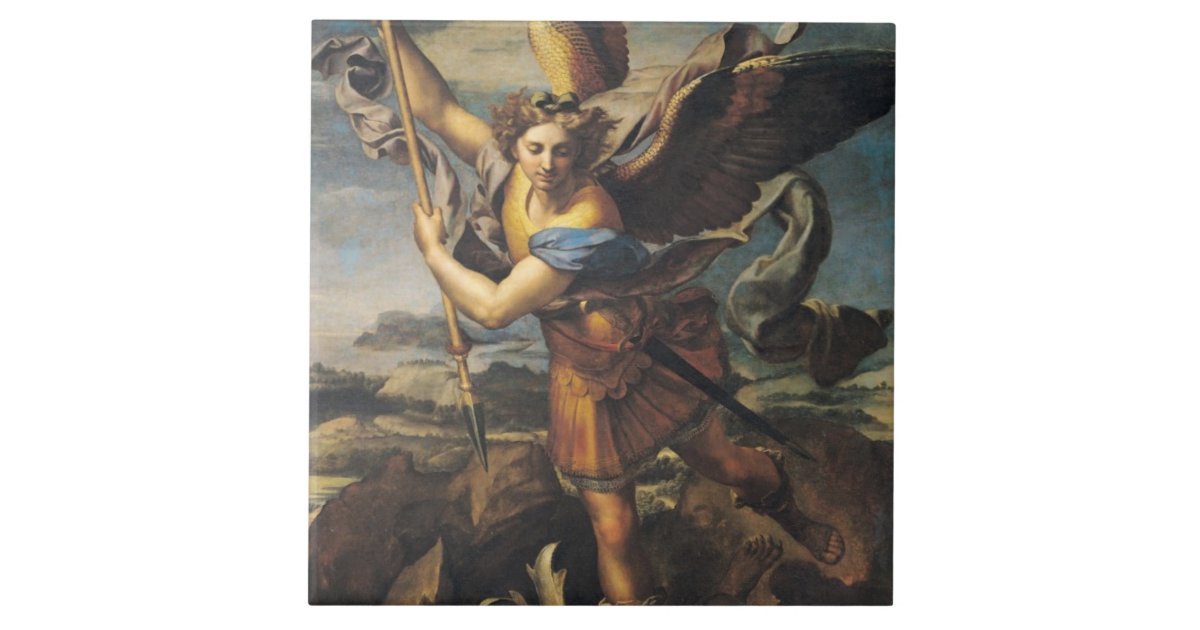 St. Michael Overwhelming the Demon, 1518 Tile | Zazzle