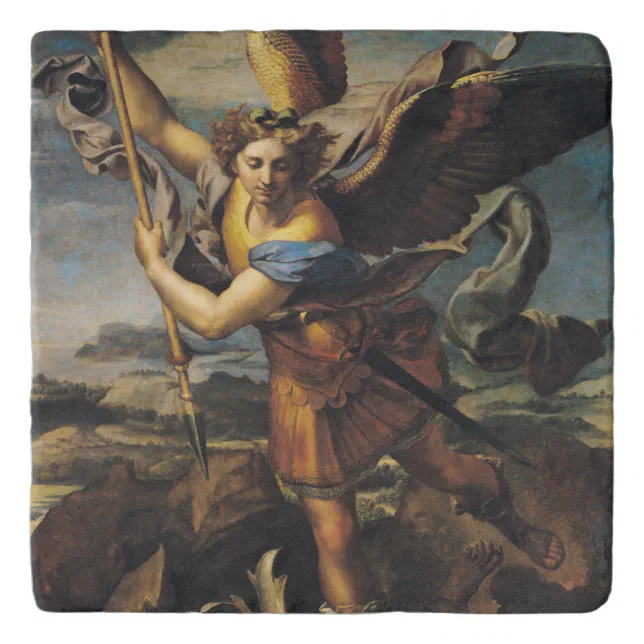 St. Michael Overwhelming the Demon, 1518 Trivet | Zazzle
