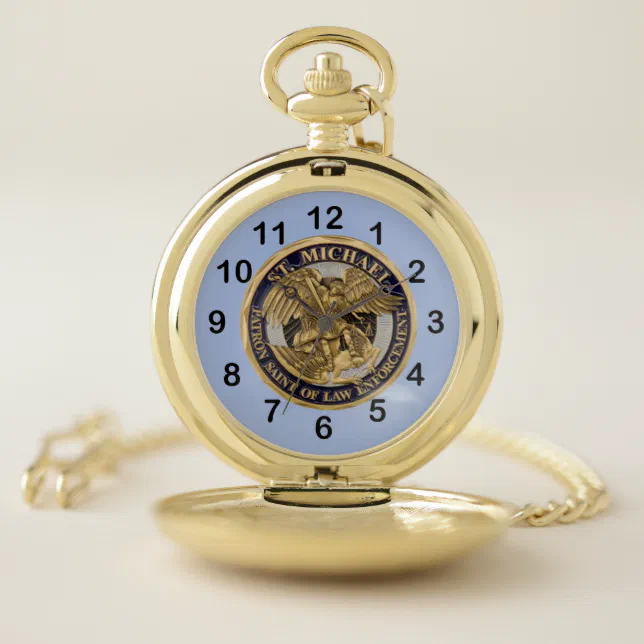 St. Michael Patron Saint of Law Enforcement Pocket Watch | Zazzle