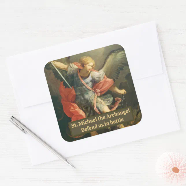 St. Michael the Archangel Catholic Prayer Square Sticker | Zazzle