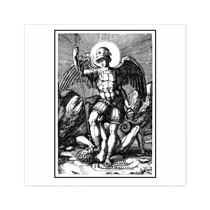 St. Michael the Archangel Catholic Religious Rubber Stamp | Zazzle