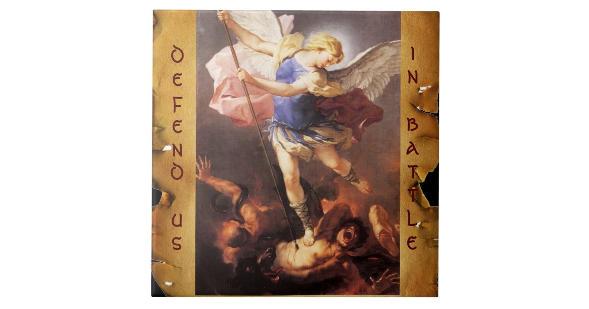 St. Michael the Archangel Parchment Ceramic Tile | Zazzle