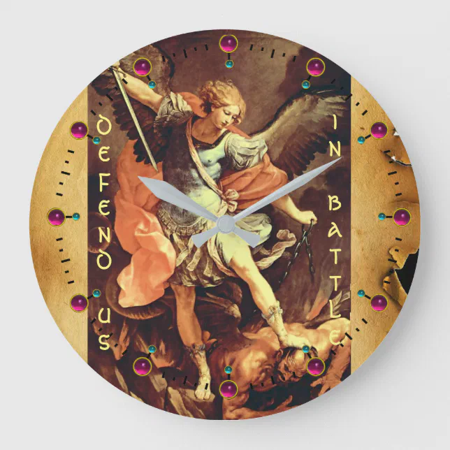 St. Michael the Archangel Parchment Large Clock | Zazzle
