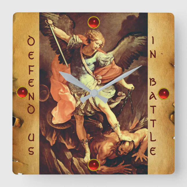 St. Michael the Archangel Parchment Square Wall Clock | Zazzle