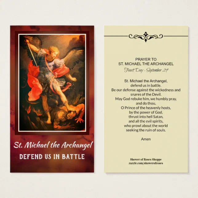 St. Michael the Archangel Prayer Holy Card | Zazzle