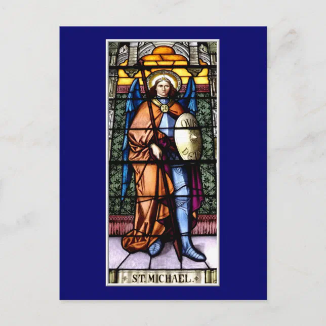 St. Michael The Archangel Stained Glass Window Postcard | Zazzle