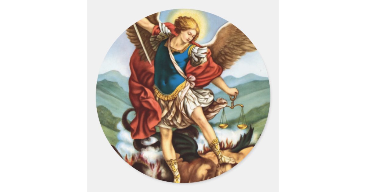 ST MICHEAL CLASSIC ROUND STICKER | Zazzle
