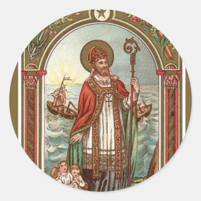 St. Nicholas of Myra Bishop Classic Round Sticker | Zazzle