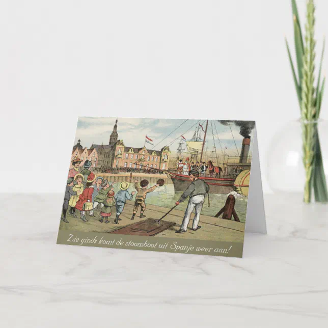 St. Nick's Day Dutch Sinterklaas Steamboat Vintage Card | Zazzle