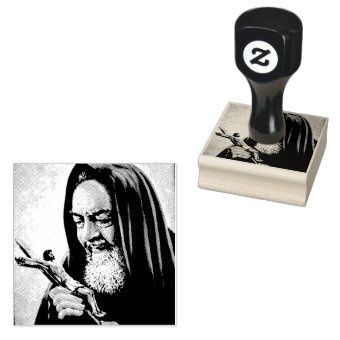 St. Padre Pio Priest Crucifix Rubber Stamp | Zazzle