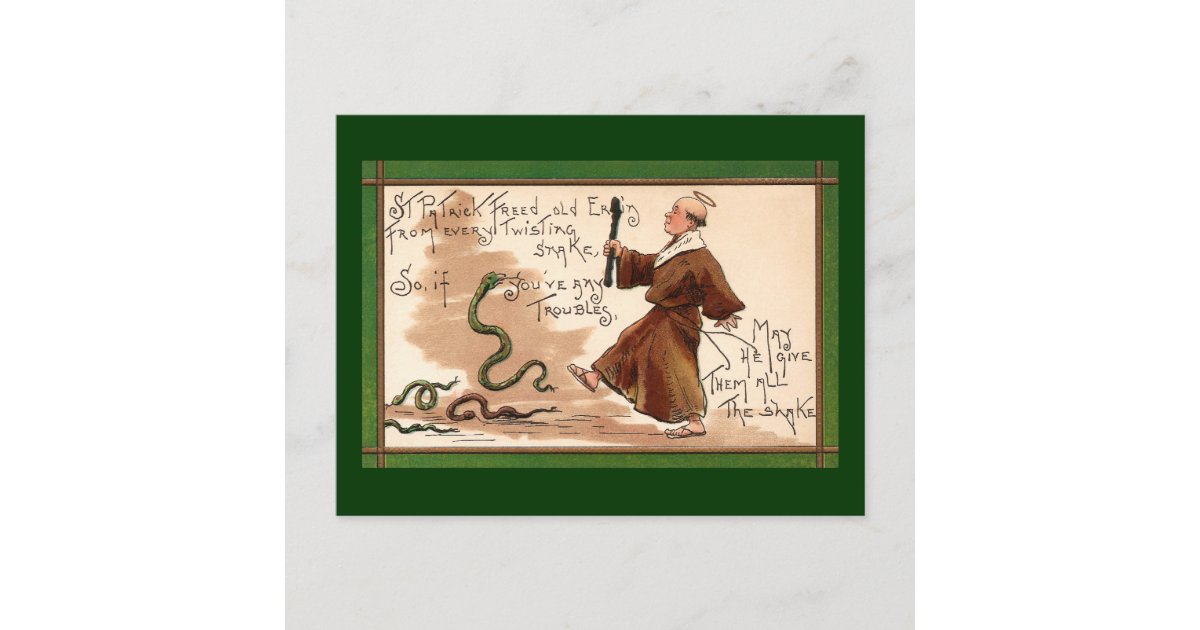 St Patrick Driving Away Snakes Postcard | Zazzle