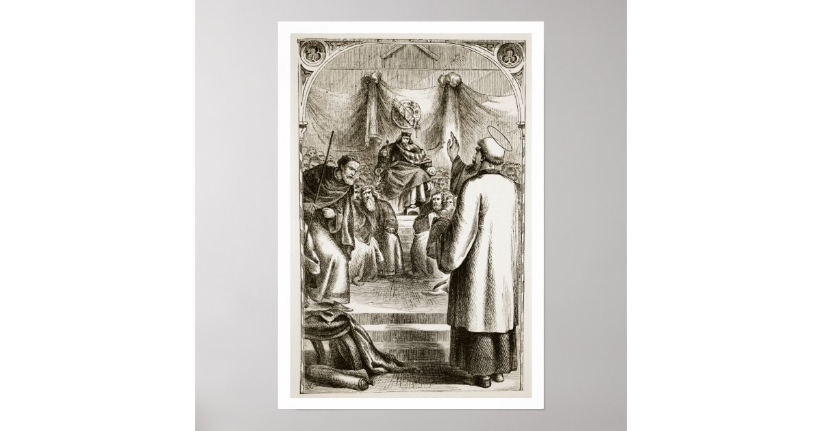 St. Patrick preaching at Tara, from 'The Trias Thu Poster | Zazzle