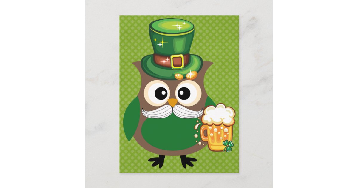 St. Patrick’s Day Owl Postcard | Zazzle