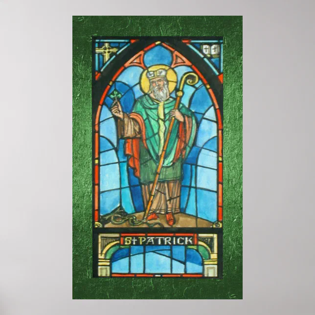 St. Patrick Stained Glass Reproduction Poster | Zazzle