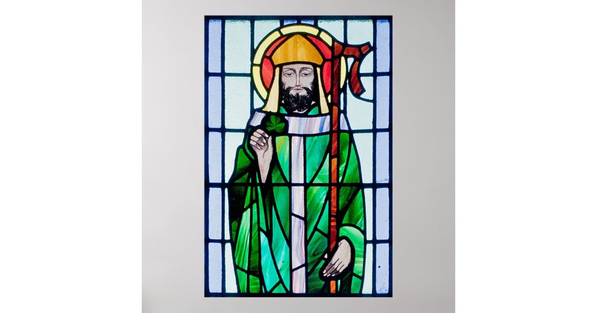 st patrick stained glass window poster | Zazzle
