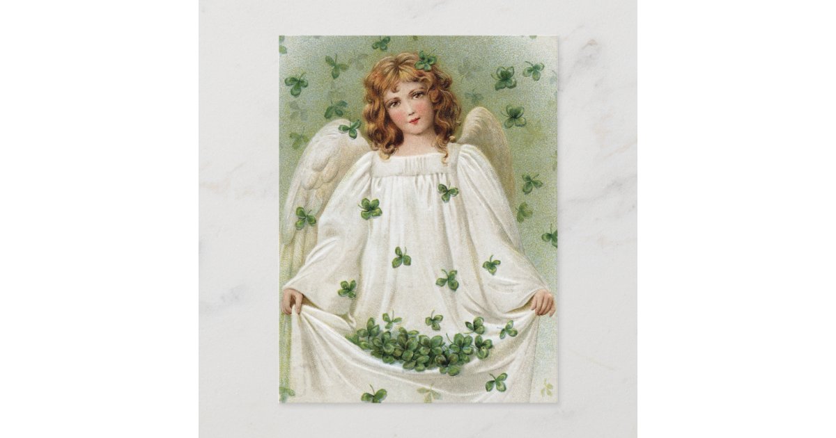 St. Patricks Angel bringing you good luck Postcard | Zazzle