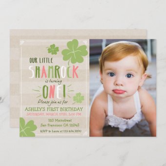 St. Patrick's Day 4 Leaf Clover Birthday Invite | Zazzle