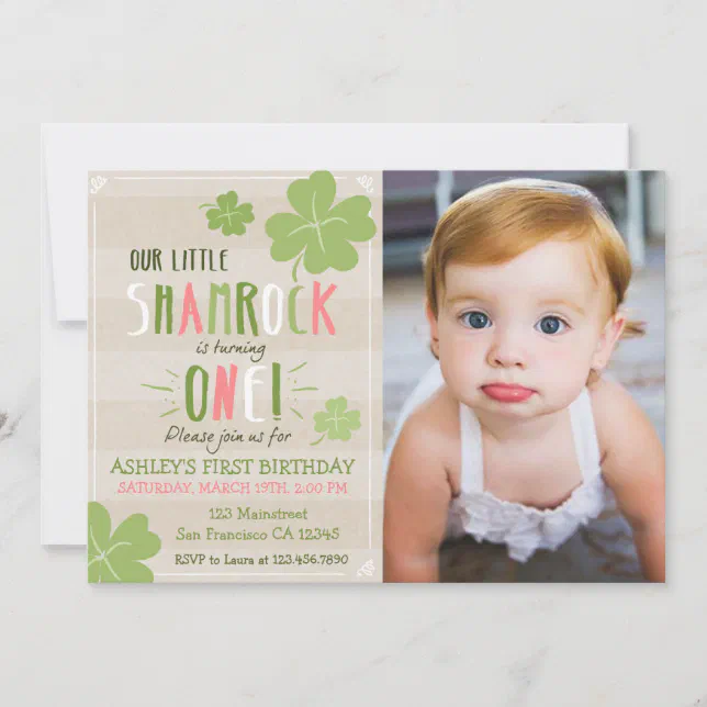 St. Patrick's Day 4 Leaf Clover Birthday Invite | Zazzle