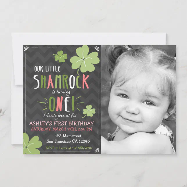 St. Patrick's Day 4 Leaf Clover Birthday Invite | Zazzle