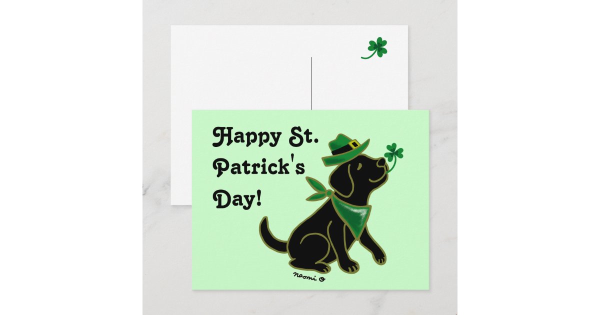 St. Patrick's Day Black Labrador Postcard | Zazzle