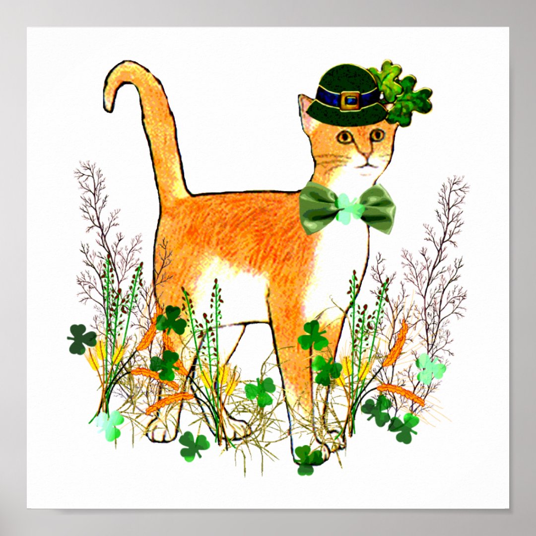 St. Patrick's Day Cat Poster | Zazzle