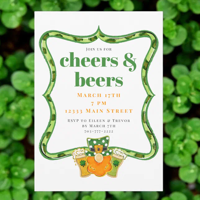 St Patrick's Day Cheers and Beers Party Invitation | Zazzle